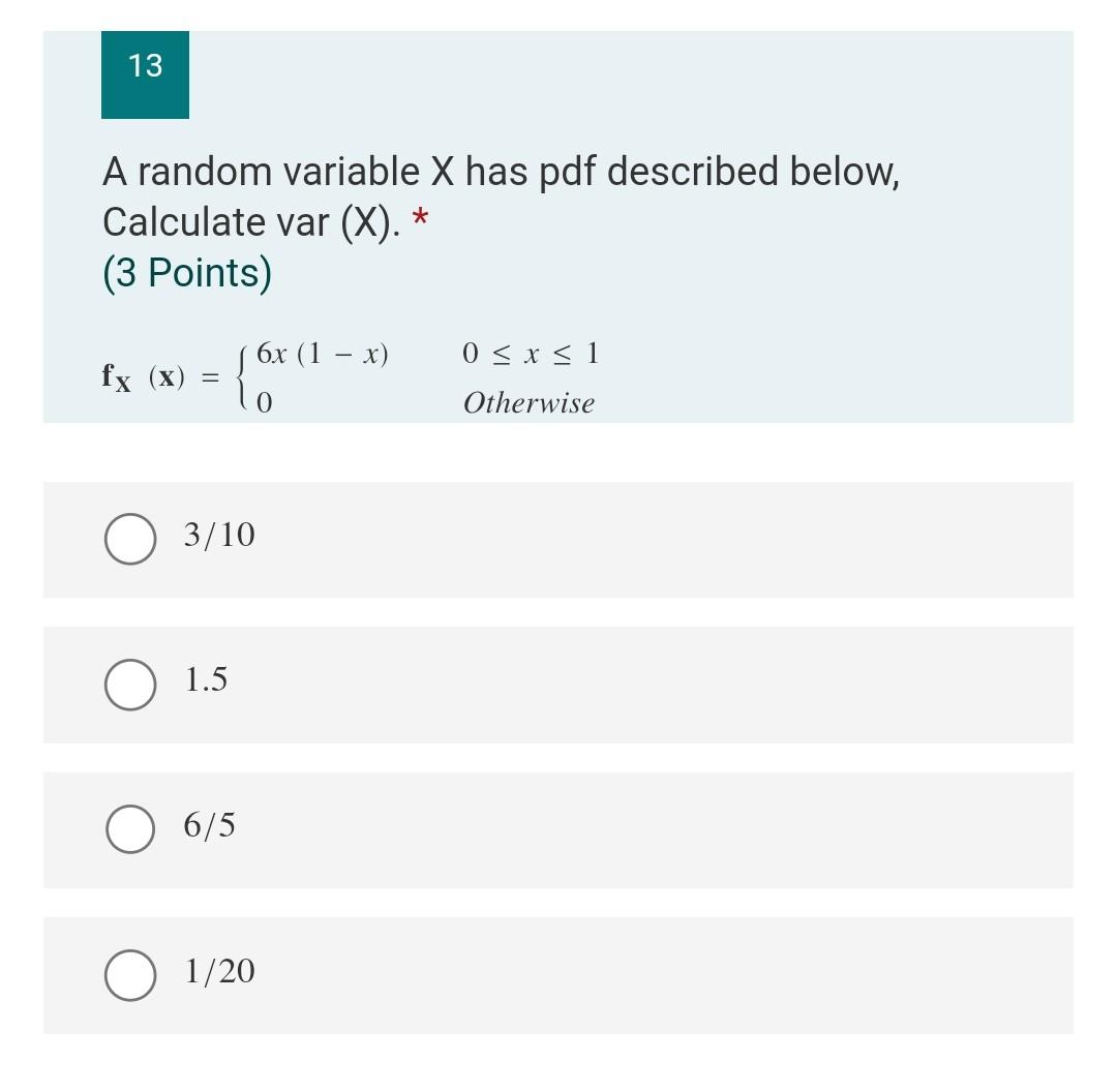 Solved 13 A random variable X has pdf described below, | Chegg.com
