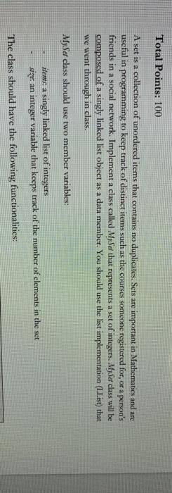 Solved The class definition for both MySet and List are | Chegg.com