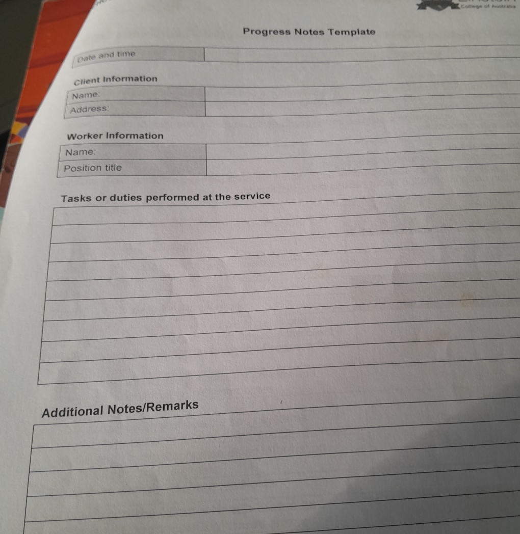 Solved Progress Notes Templatepate and timeclient | Chegg.com