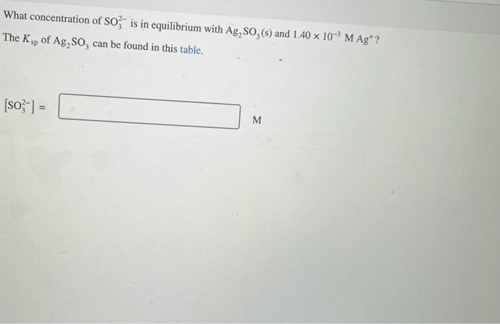 What concentration of SO32− is in equilibrium with | Chegg.com