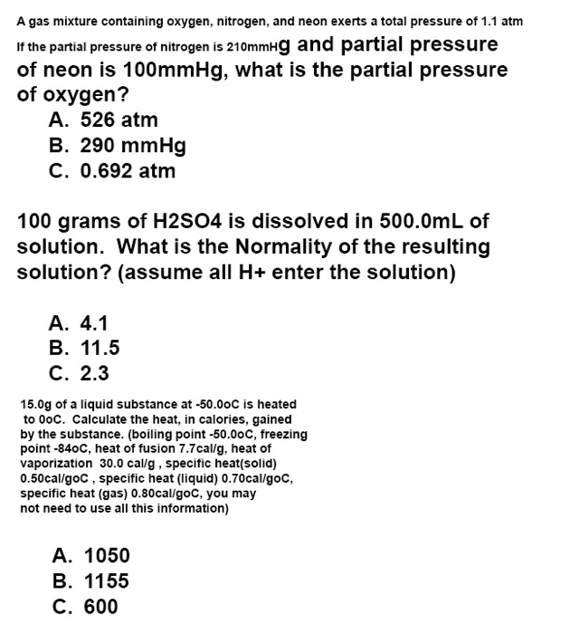 Solved A gas mixture containing oxygen, nitrogen, and neon | Chegg.com