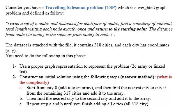 Solved Consider you have a Travelling Salesman problem (TSP) | Chegg.com
