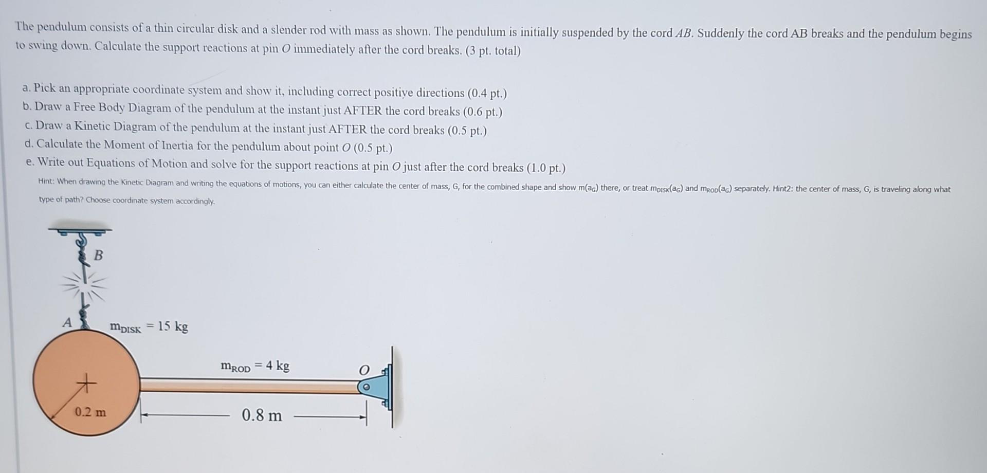 Solved The pendulum consists of a thin circular disk and a | Chegg.com
