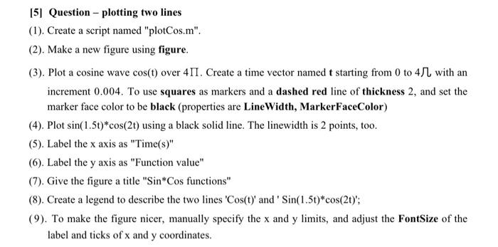 Solved [5] Question-plotting two lines (1). Create a script | Chegg.com