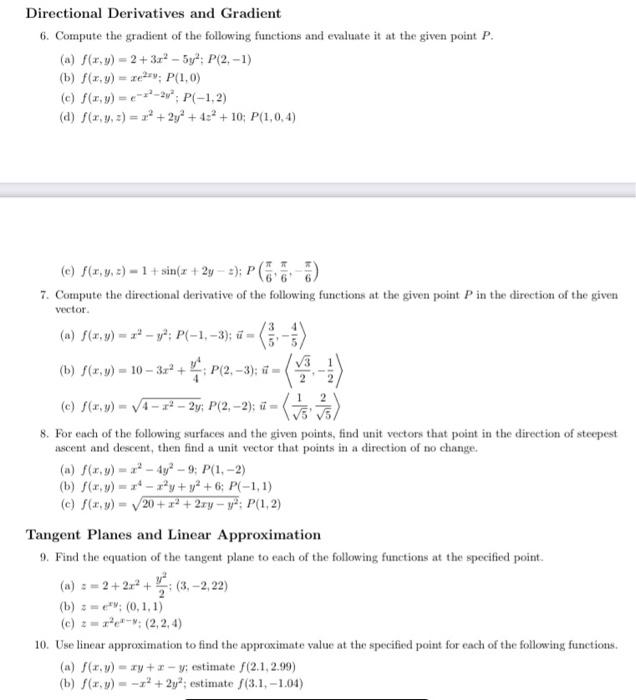 Solved Directional Derivatives and Gradient 6. Compute the | Chegg.com
