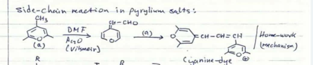Solved side-chain reaction in pyrylium salts: CH3 сі - сно | Chegg.com