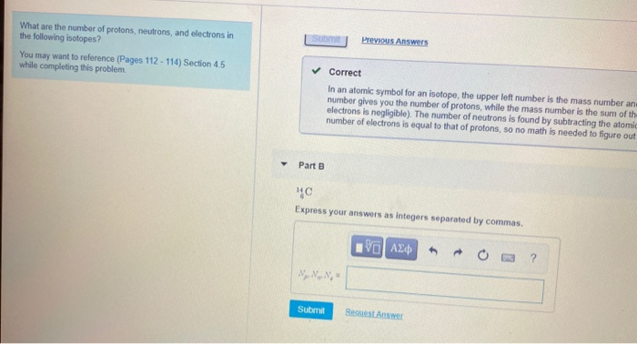 Solved Subm Previous Answers What Are The Number Of Protons 