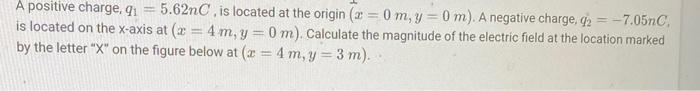 Solved A positive charge, q1=5.62nC, is located at the | Chegg.com