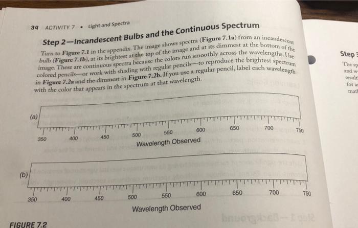 Solved 34 ACTIVITY 7 . Light and Spectra incandescena Step | Chegg.com