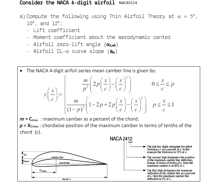 Solved Consider the NACA 4-digit airfoil NACA5114a) ﻿Compute | Chegg.com