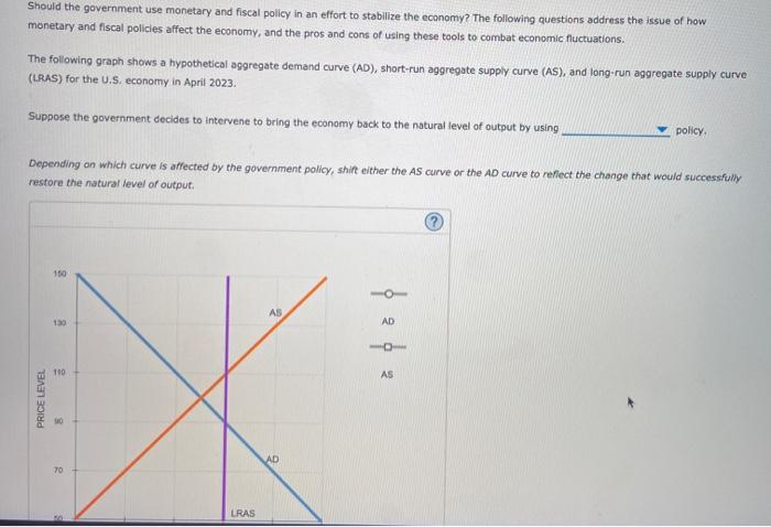 Solved Should the government use monetary and fiscal policy | Chegg.com