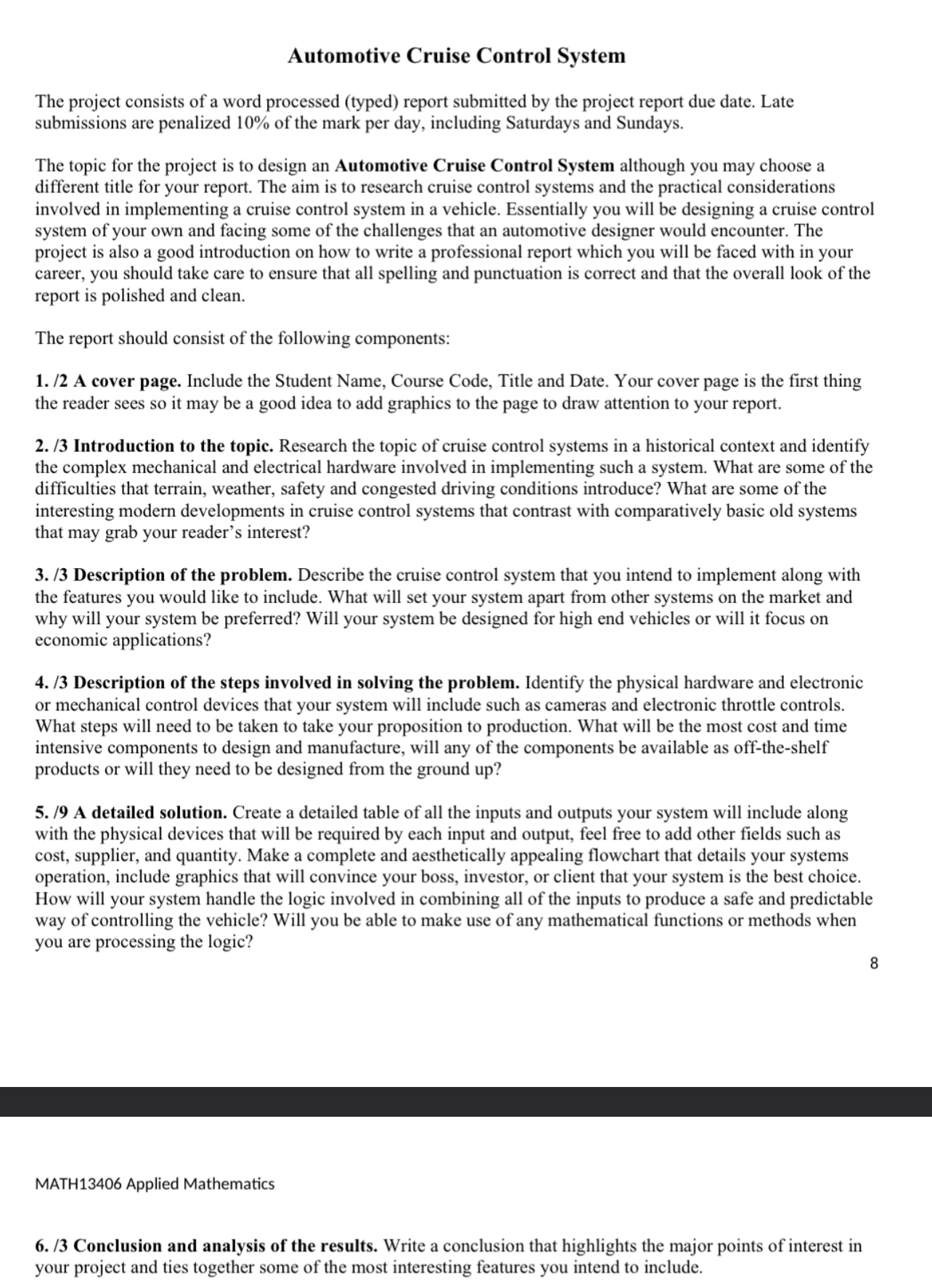 Solved No PLAGAIRISMAutomotive Cruise Control SystemThe | Chegg.com