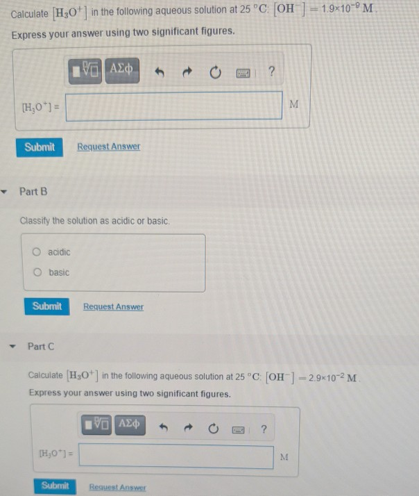 Solved Calculate [H3O+] in the following aqueous solution at | Chegg.com