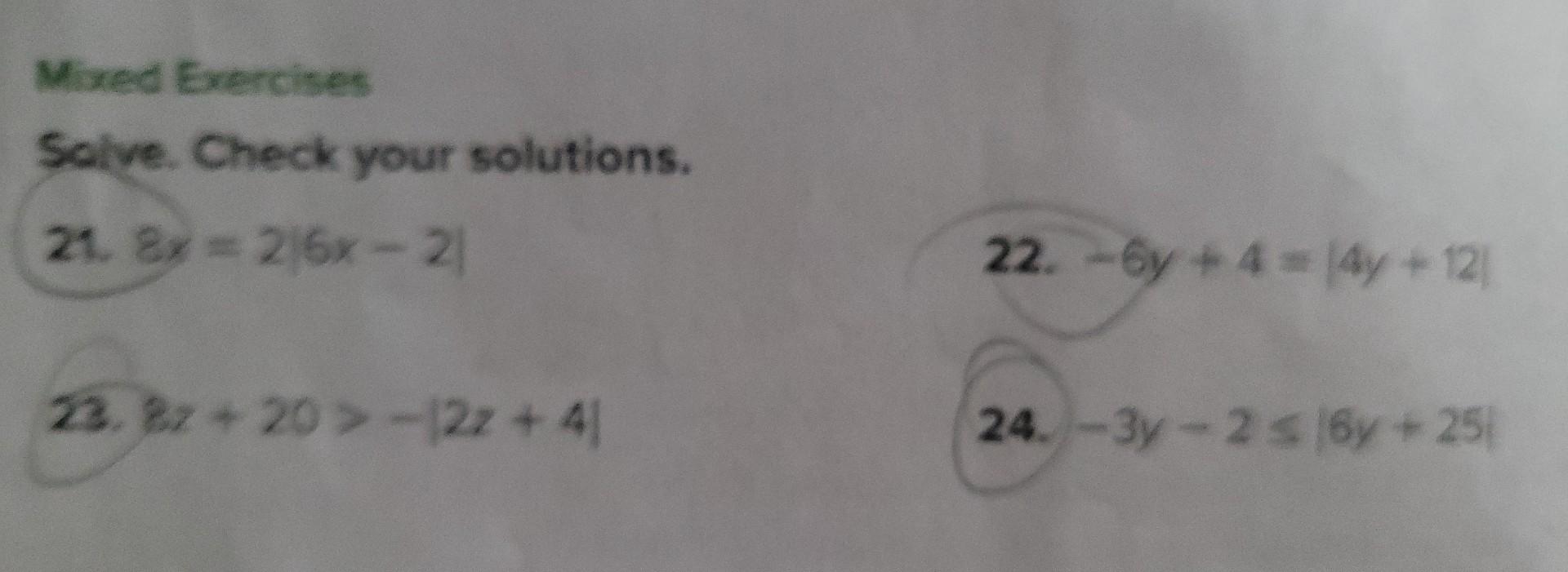 Solved Mixed Exercises Salve. Check your solutions. 21. | Chegg.com