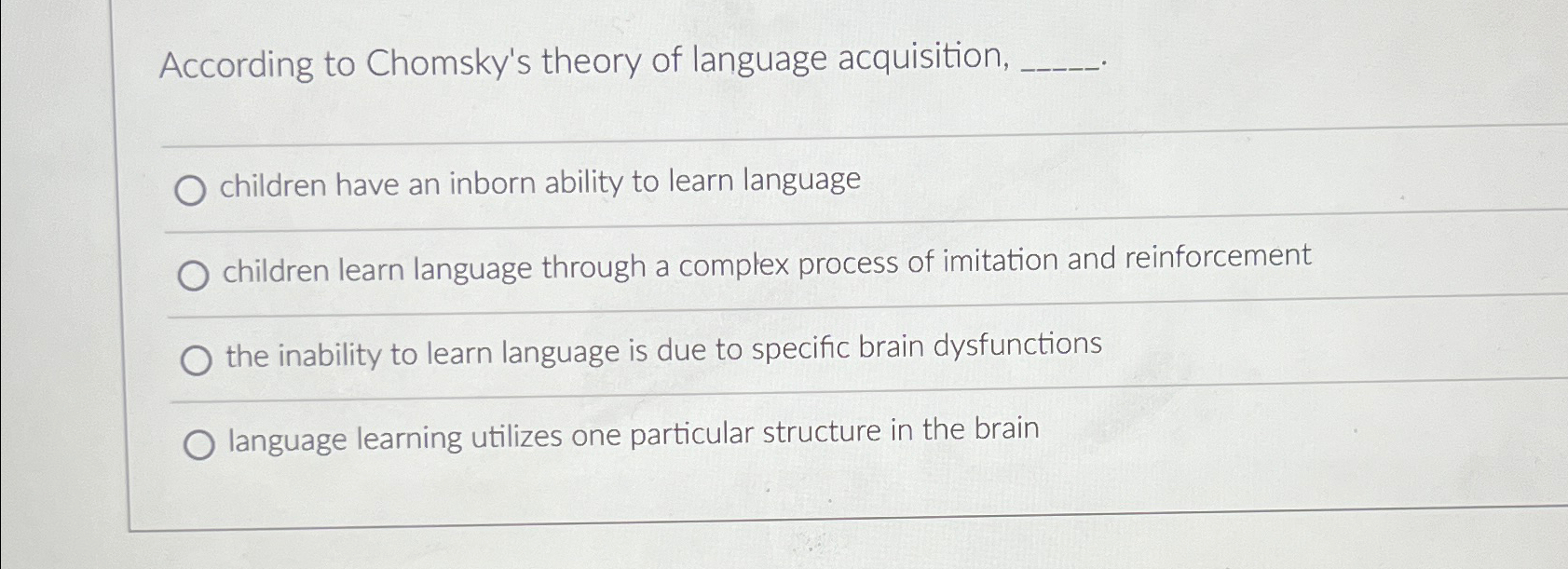 Solved According to Chomsky's theory of language | Chegg.com