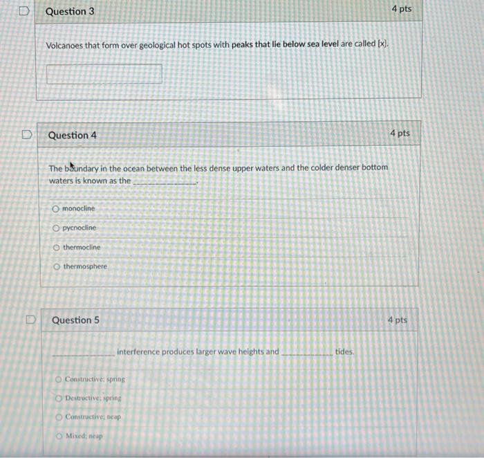 Solved Question 3 4 pts Volcanoes that form over geological | Chegg.com