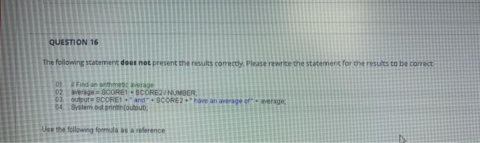 Solved The following statement does not present the results | Chegg.com