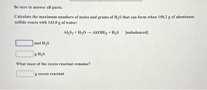 Solved Be sure to answer all parts. Calculate the maximum | Chegg.com
