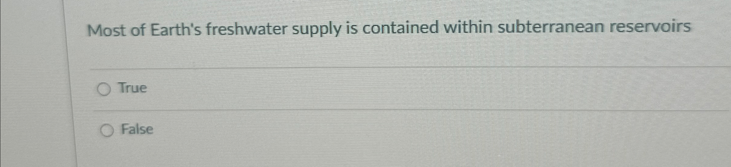 Solved Most of Earth's freshwater supply is contained within | Chegg.com