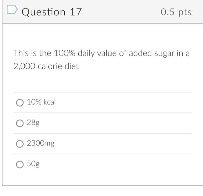 Solved ion 17 0 5 Pts This Is The 100 Daily Value Of Chegg