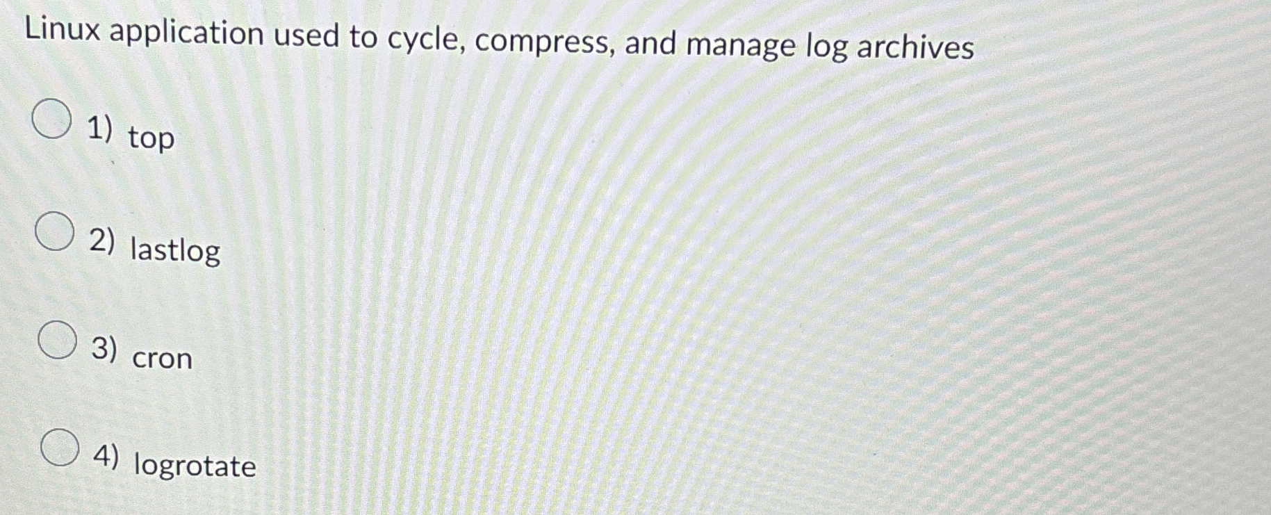 Solved Linux application used to cycle, compress, and manage | Chegg.com