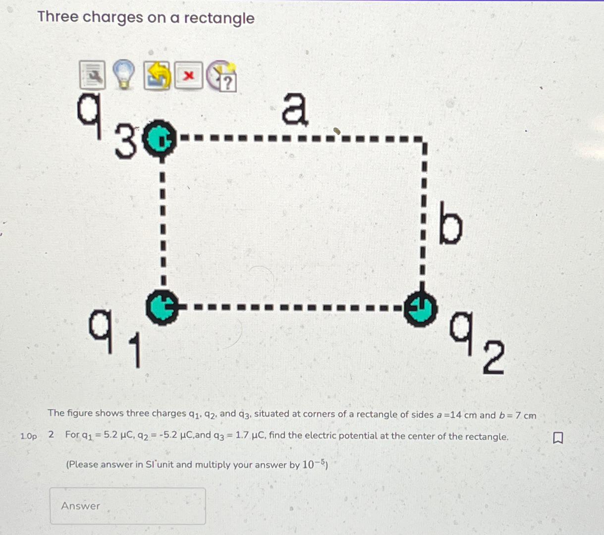 Solved Three charges on a rectangleThe figure shows three | Chegg.com Solved Three charges on a rectangleThe figure shows three | Chegg.com
