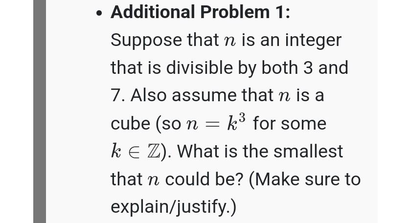 Solved Additional Problem 1: Suppose that n is an integer | Chegg.com