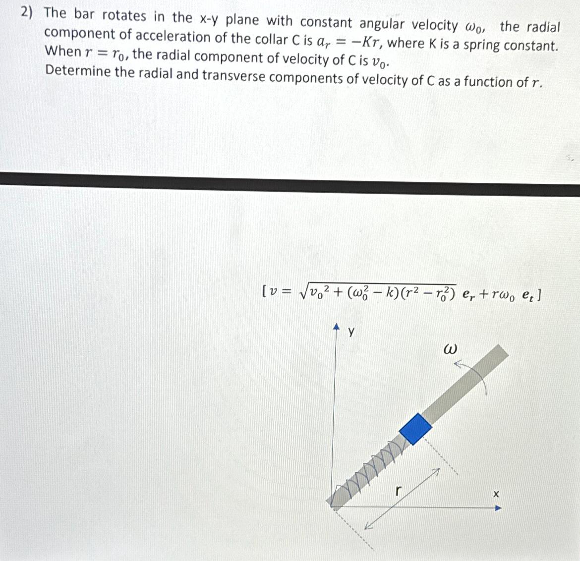 Solved The Bar Rotates In The X Y ﻿plane With Constant