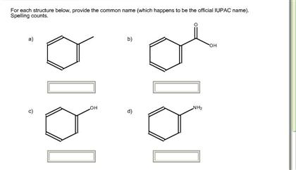 Solved For each structure below, provide the common name | Chegg.com