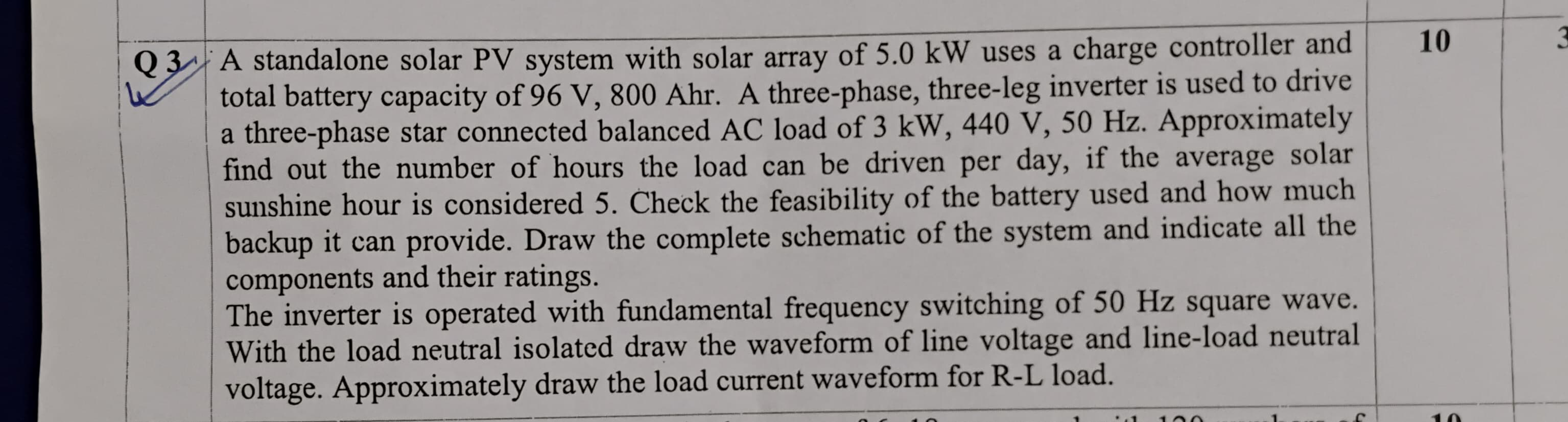 Q3. ﻿A standalone solar PV system with solar array of | Chegg.com