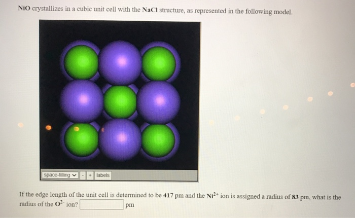 Solved NiO crystallizes in a cubic unit cell with the NaCl | Chegg.com