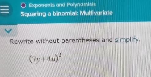 Solved Exponents and PolynomiaisSquaring a binomial: | Chegg.com