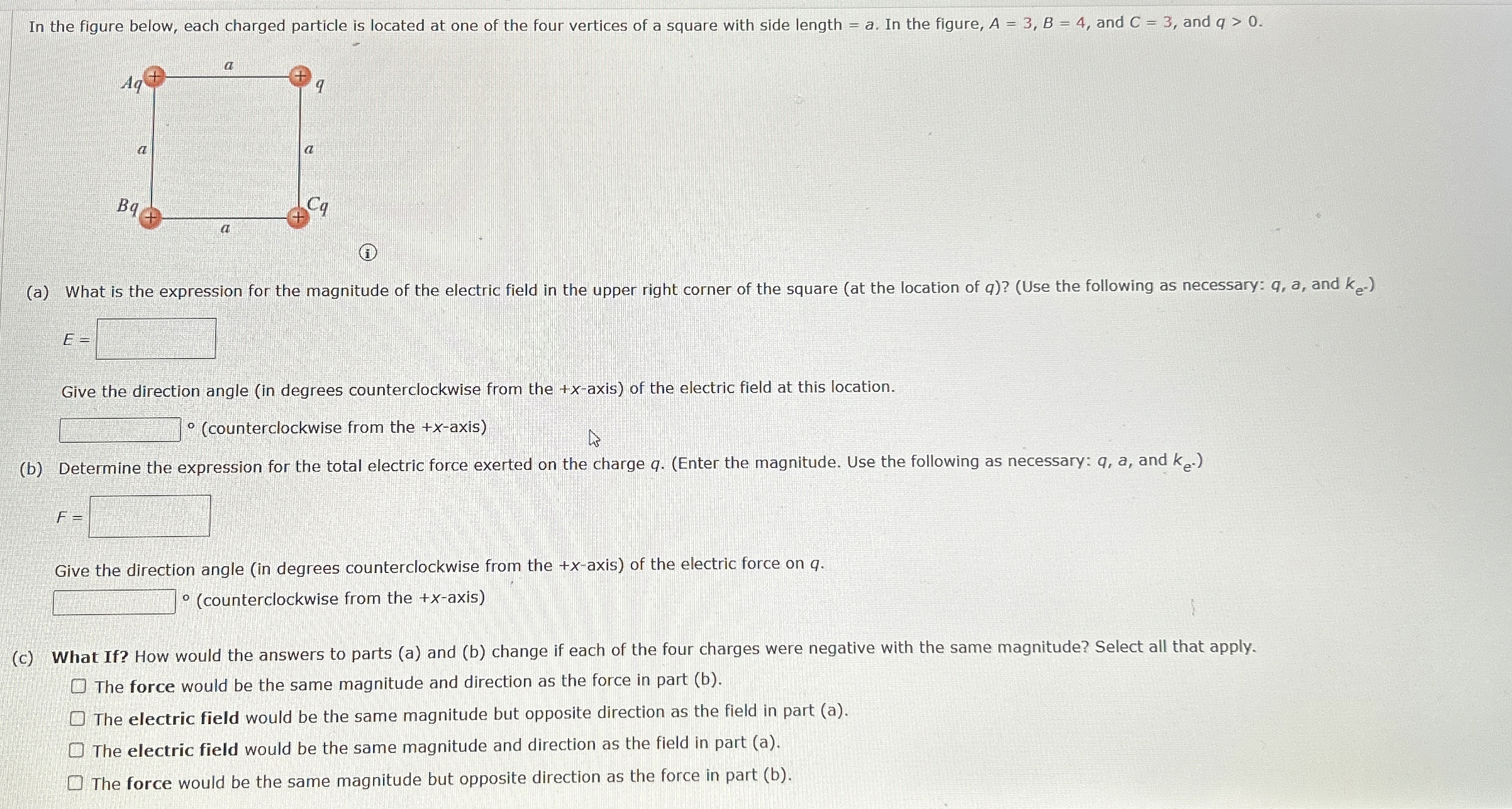Solved In the figure below, each charged particle is located | Chegg.com