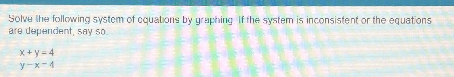 Solved Solve the following system of equations by graphing. | Chegg.com