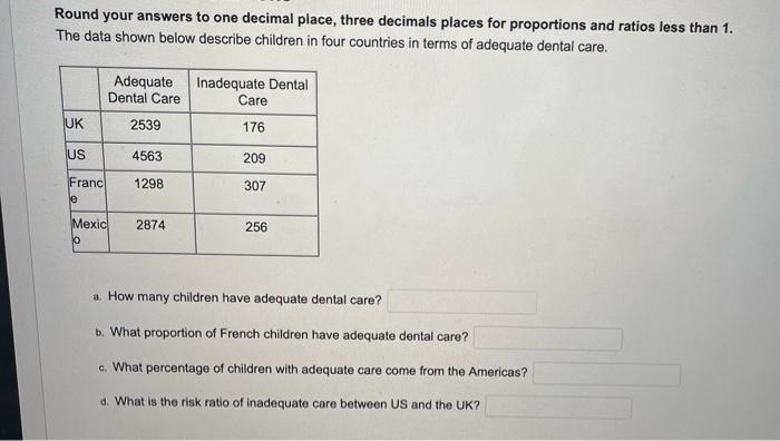 Solved Round your answers to one decimal place, three | Chegg.com