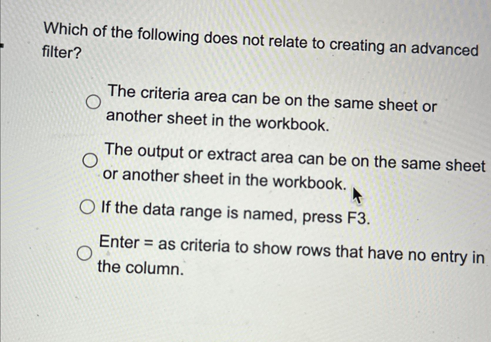 Solved Which of the following does not relate to creating an | Chegg.com