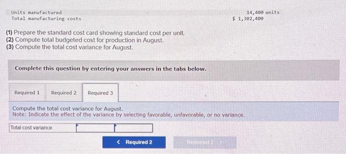 Solved Exercise 23-7 (Algo) Standard cost per unit, total | Chegg.com