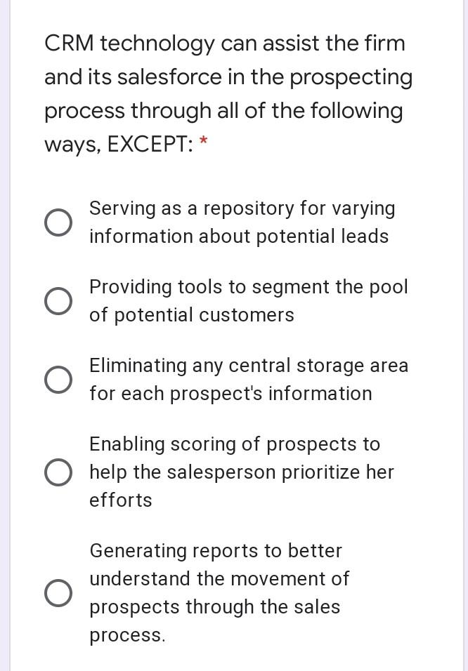 Solved CRM technology can assist the firm and its salesforce | Chegg.com