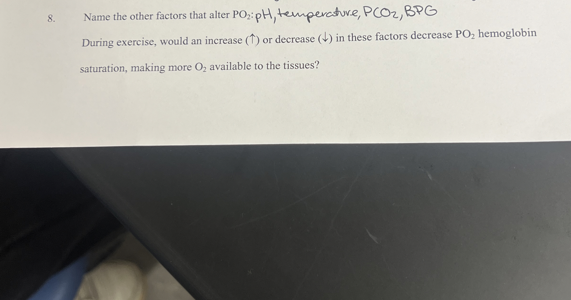 Solved Name the other factors that alter PO2:pH, | Chegg.com