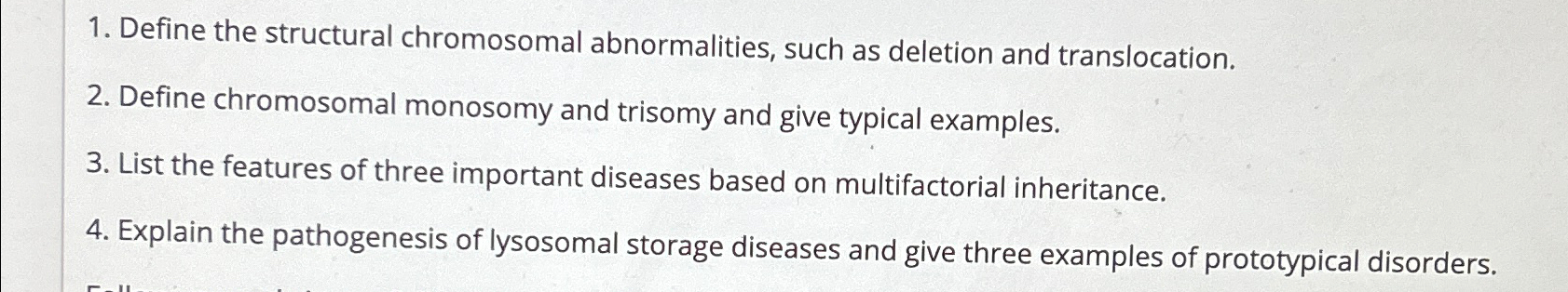 Solved Define the structural chromosomal abnormalities, such | Chegg.com