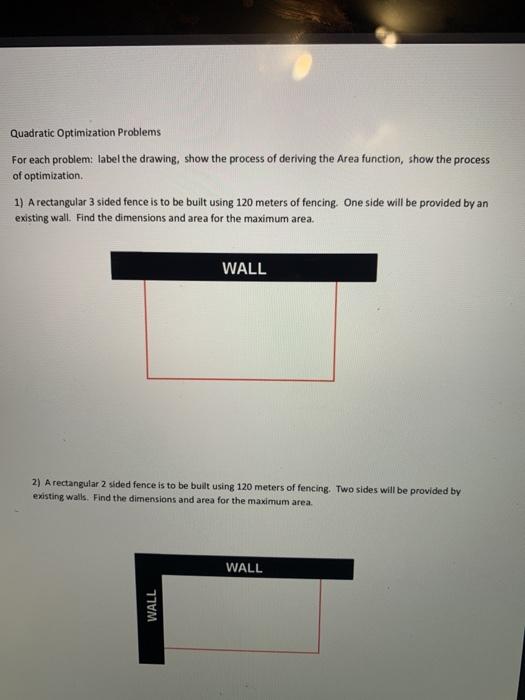 Solved Quadratic Optimization Problems For each problem: | Chegg.com