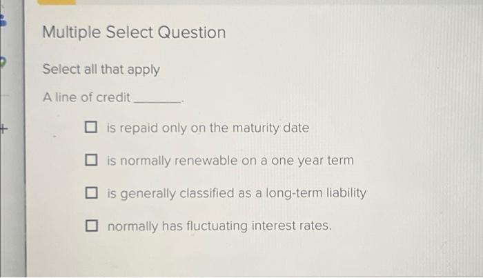 Solved Multiple Select Question Select all that apply A line | Chegg.com
