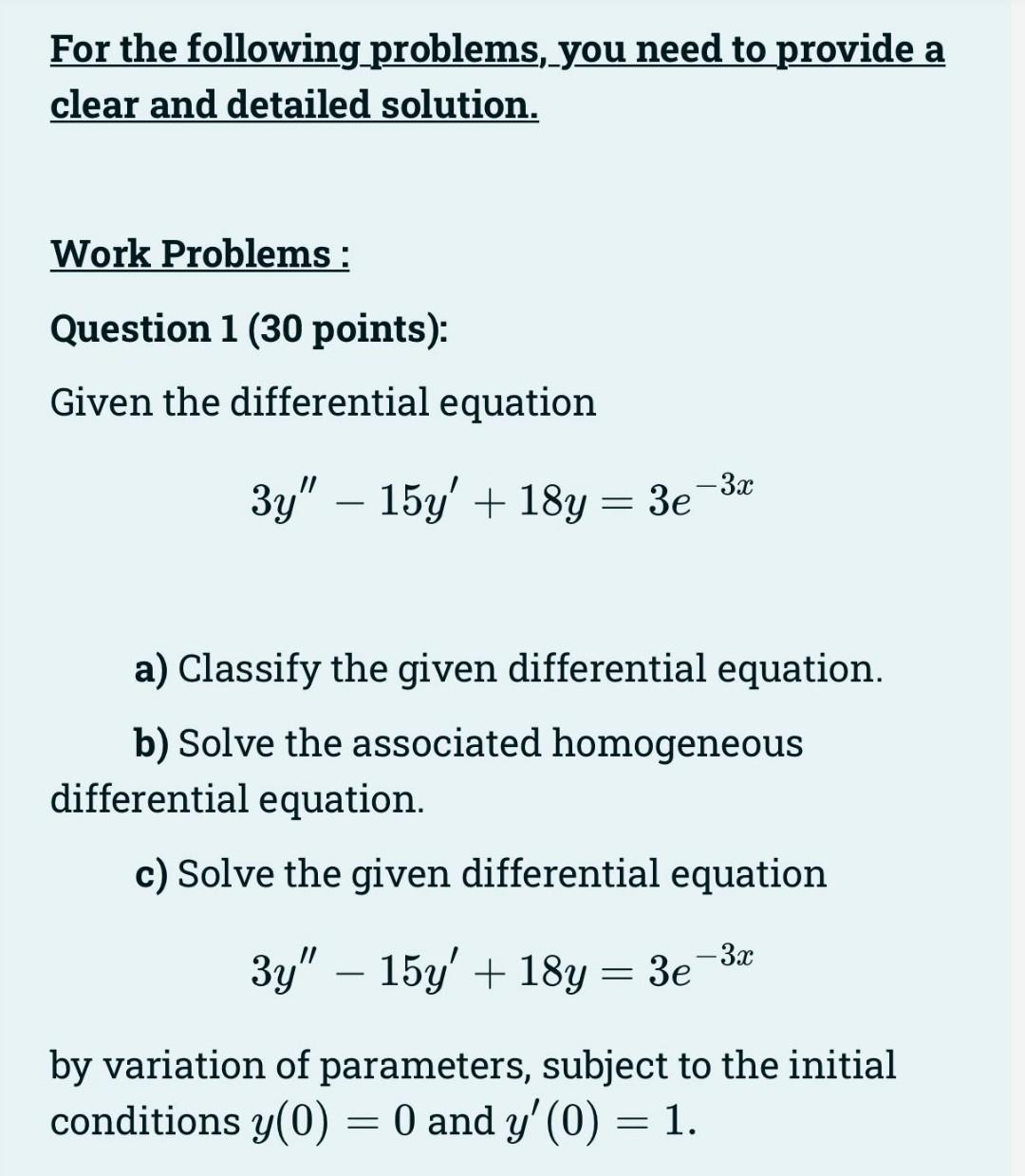 Solved For the following problems, you need to provide a | Chegg.com