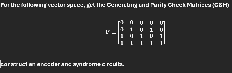 Solved For the following vector space, get the Generating | Chegg.com