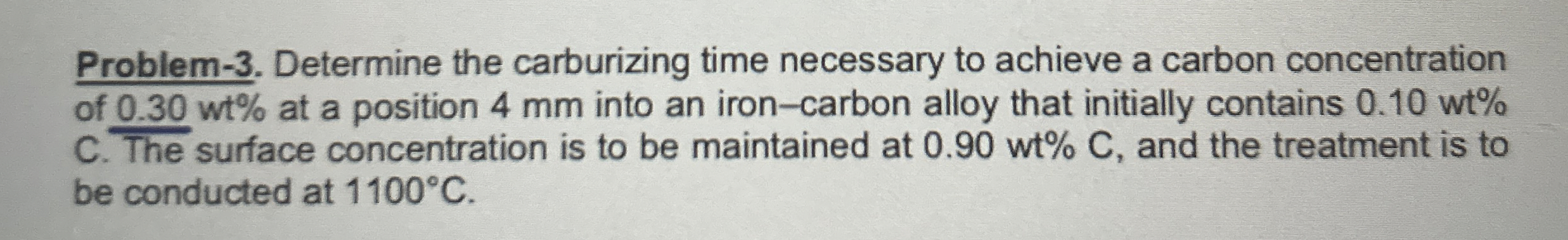 Solved Problem-3. ﻿Determine the carburizing time necessary | Chegg.com