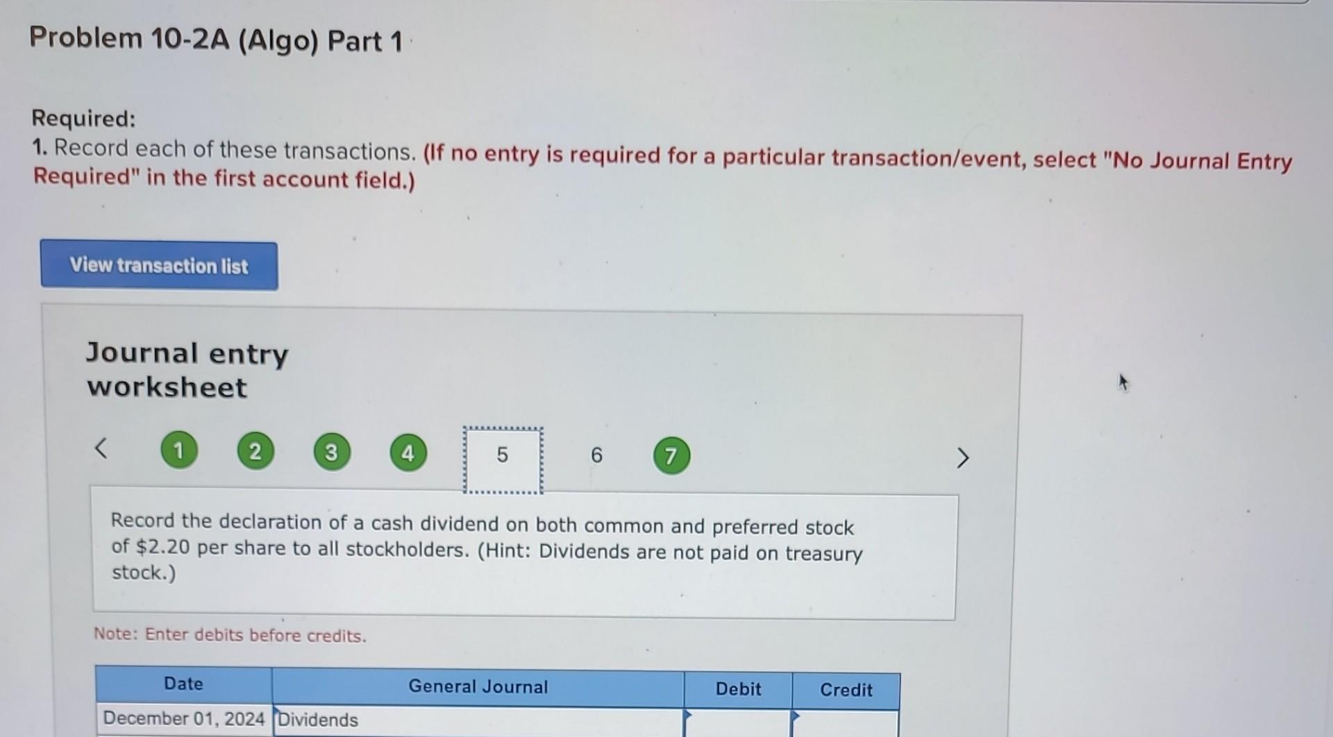 Solved Required information Problem 10-2A (Algo) Record | Chegg.com