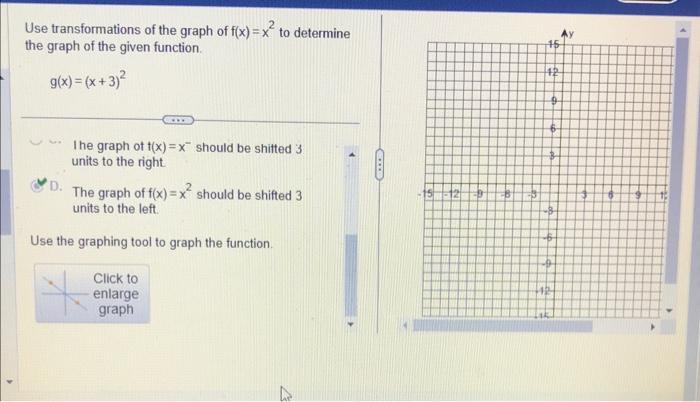 Solved Use transformations of the graph of f(x)=x2 to | Chegg.com