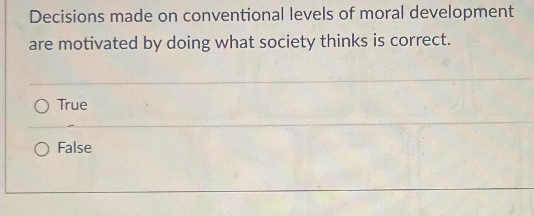Solved Decisions made on conventional levels of moral | Chegg.com
