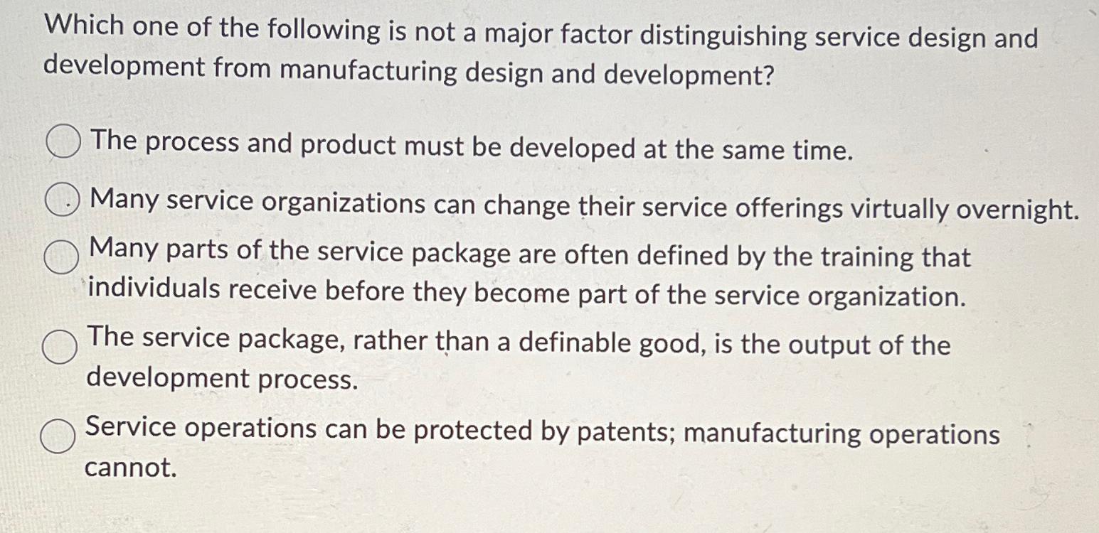 Solved Which one of the following is not a major factor | Chegg.com