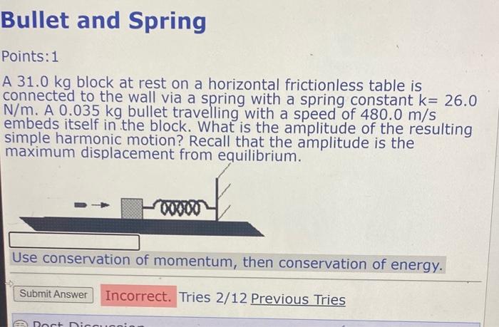 Solved A 31.0 kg block at rest on a horizontal frictionless | Chegg.com